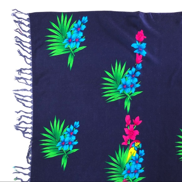 UNO | Accessories | Uno Navy Blue Tropical Print Wrap Or Scarf | Poshmark